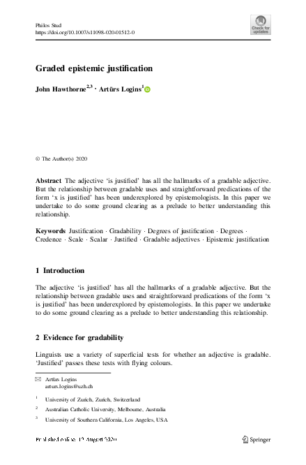 (PDF) Graded epistemic justification