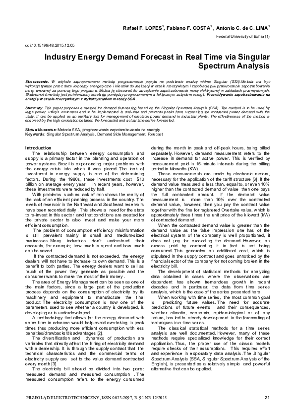 Pdf Industry Energy Demand Forecast In Real Time Via Singular