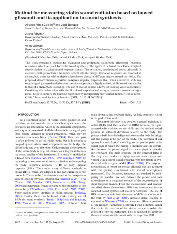 (PDF) Method for measuring violin sound radiation based on bowed ...
