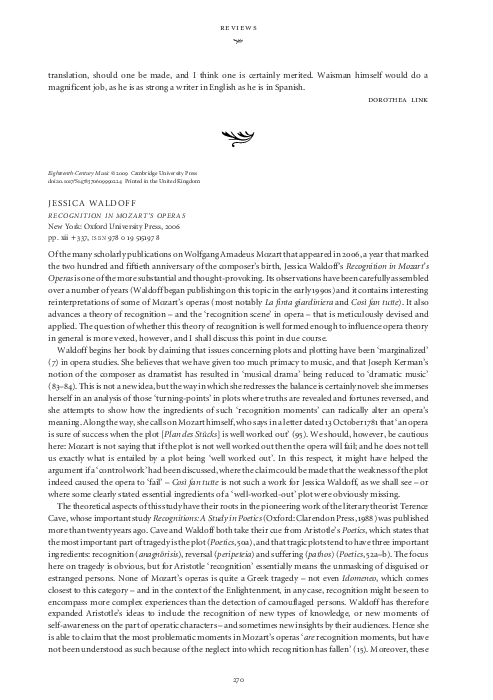 (PDF) review: Recognition in Mozart's Operas by Jessica Waldoff ...