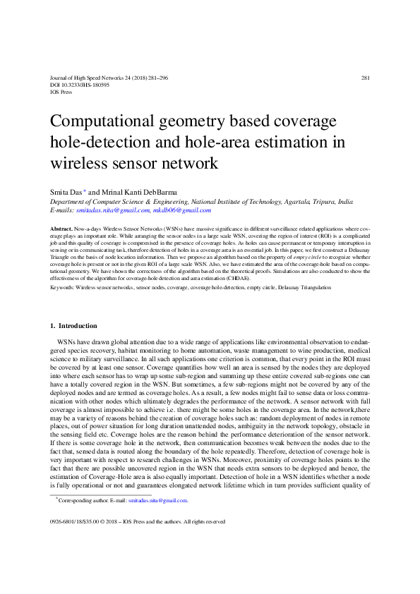 (PDF) Computational geometry based coverage hole-detection and hole-area estimation in wireless ...