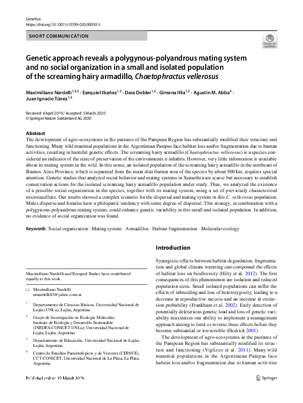 (PDF) Mating System and Social Structure in Armadillos