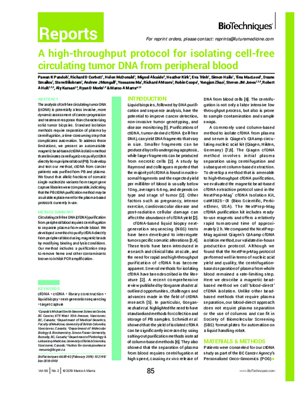 (PDF) A high-throughput protocol for isolating cell-free circulating ...