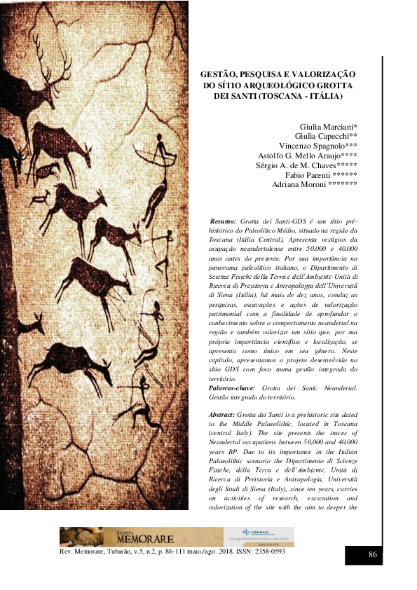 (PDF) Gestão, pesquisa e valorização do sítio arqueológico Grotta Dei ...