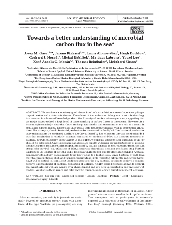 (PDF) Towards a better understanding of microbial carbon flux in the ...