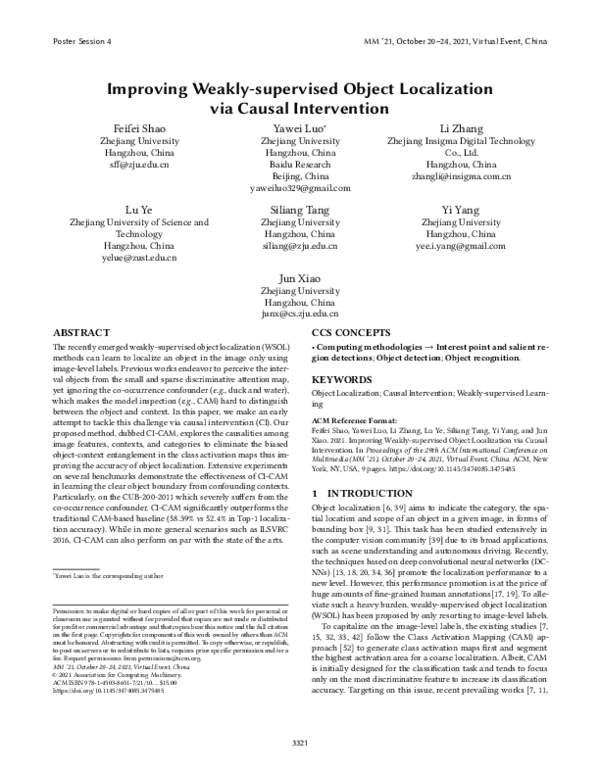Pdf Improving Weakly Supervised Object Localization Via Causal Intervention