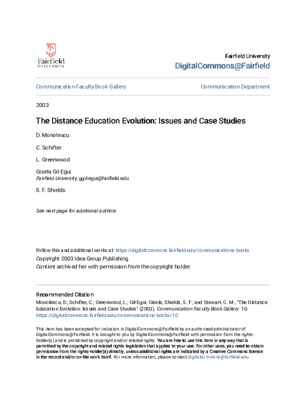 (PDF) The Distance Education Evolution: Issues and Case Studies