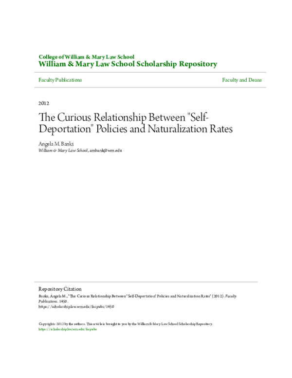 (PDF) The Curious Relationship between 'Self-Deportation' Policies and ...
