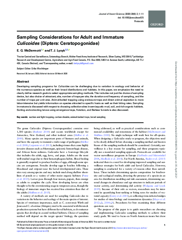 (PDF) Sampling Considerations for Adult and Immature Culicoides ...