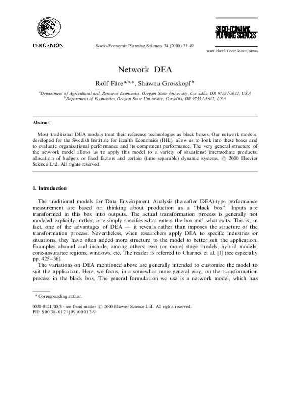 (PDF) Network DEA