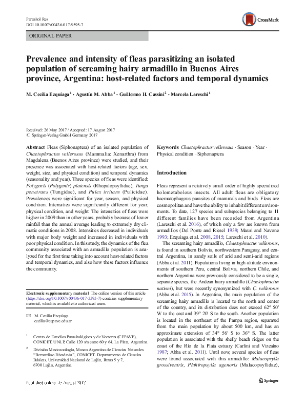 (PDF) Prevalence and intensity of fleas parasitizing an isolated ...