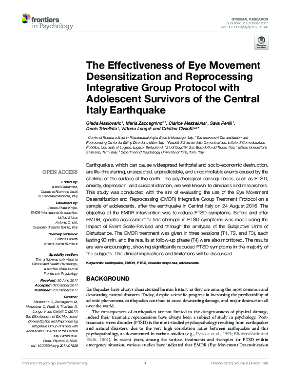 (PDF) Effectiveness of eye movement desensitization and reprocessing ...