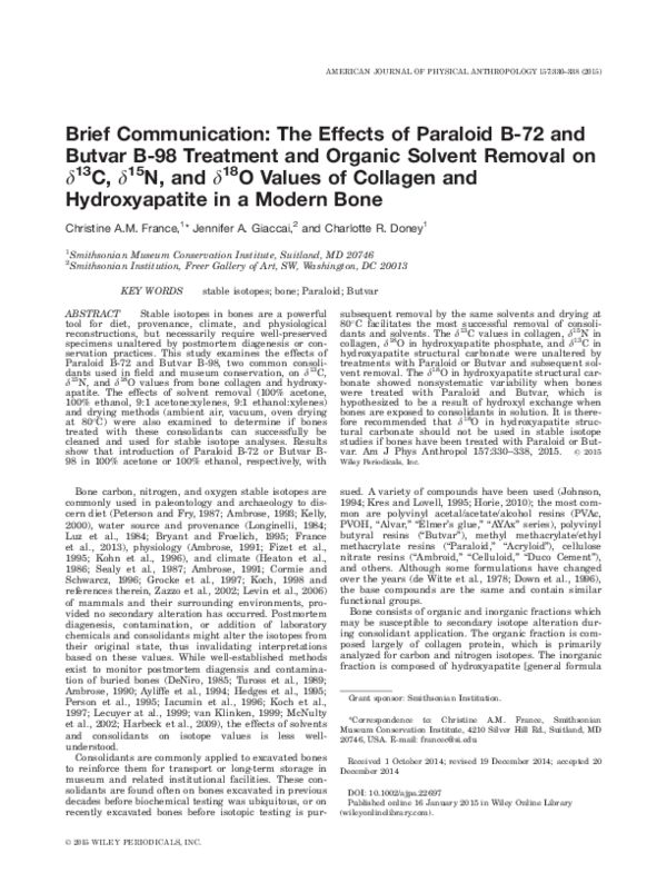 (PDF) The effects of Paraloid B-72 and Butvar B-98 treatment and ...