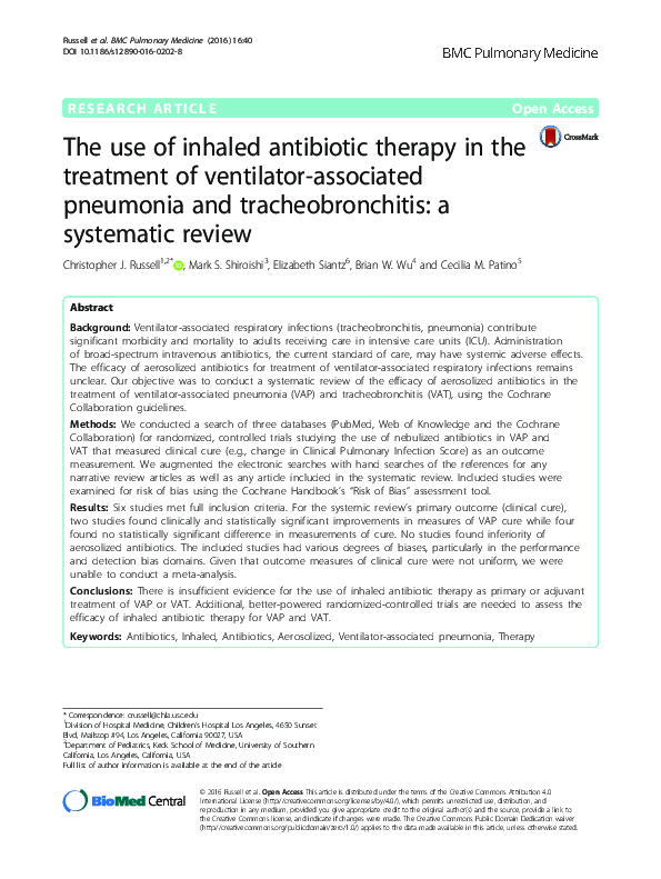 (PDF) The use of inhaled antibiotic therapy in the treatment of ...