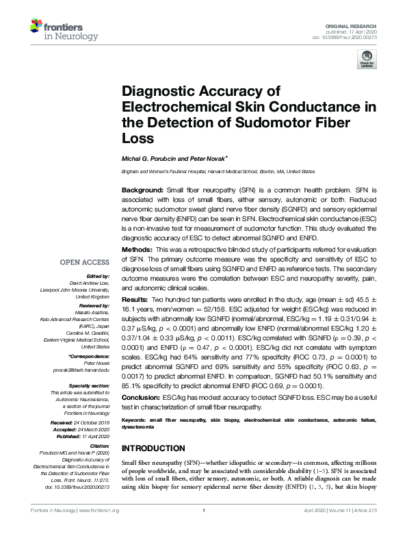 Pdf Detection Of Small Fiber Neuropathy By Sudomotor Testing Paola Sandroni