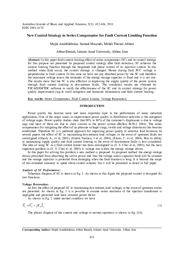 (PDF) New Control Strategy in Series Compensator for Fault Current Limiting Function