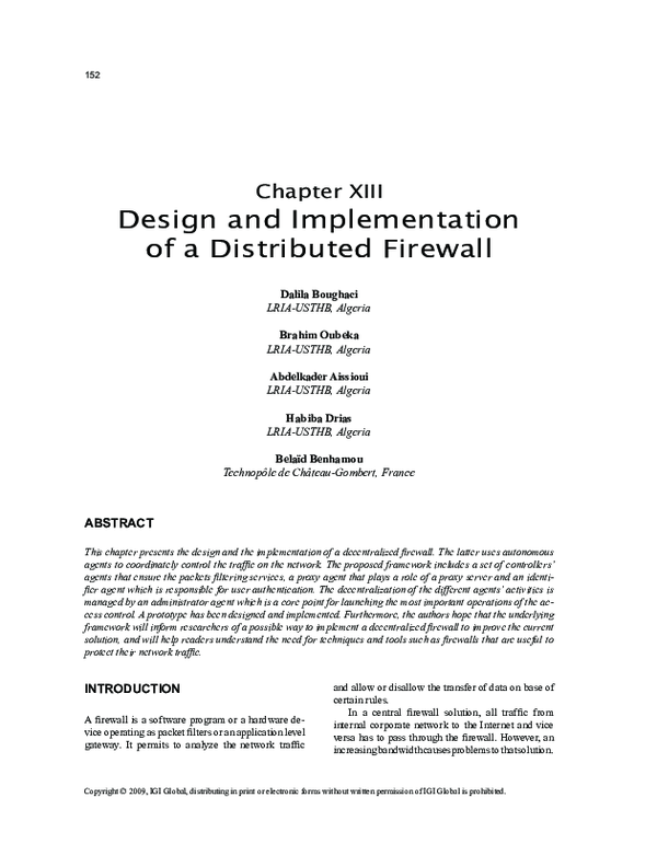 Pdf Design And Implementation Of A Distributed Firewall 
