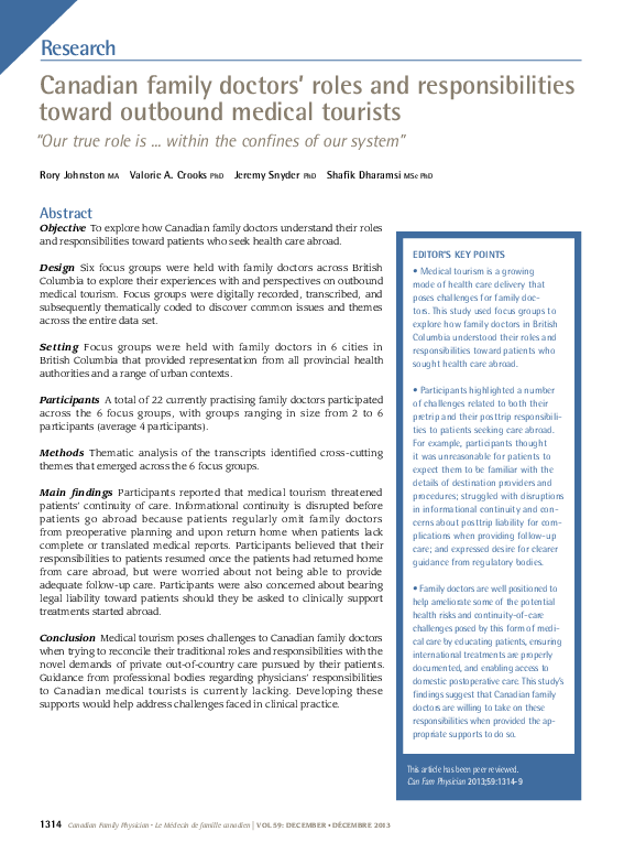 (PDF) Canadian family doctors' roles and responsibilities toward ...