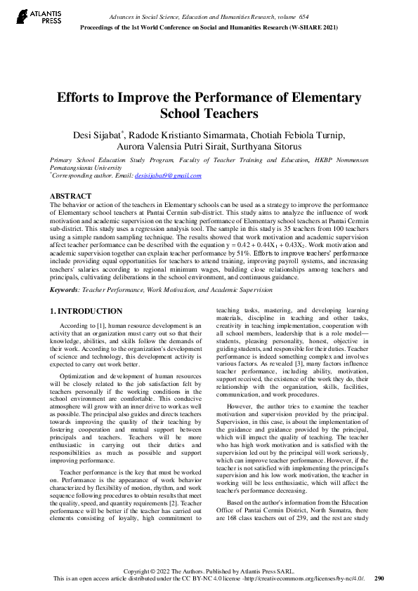 Efforts to Improve the Performance of Elementary School Teachers