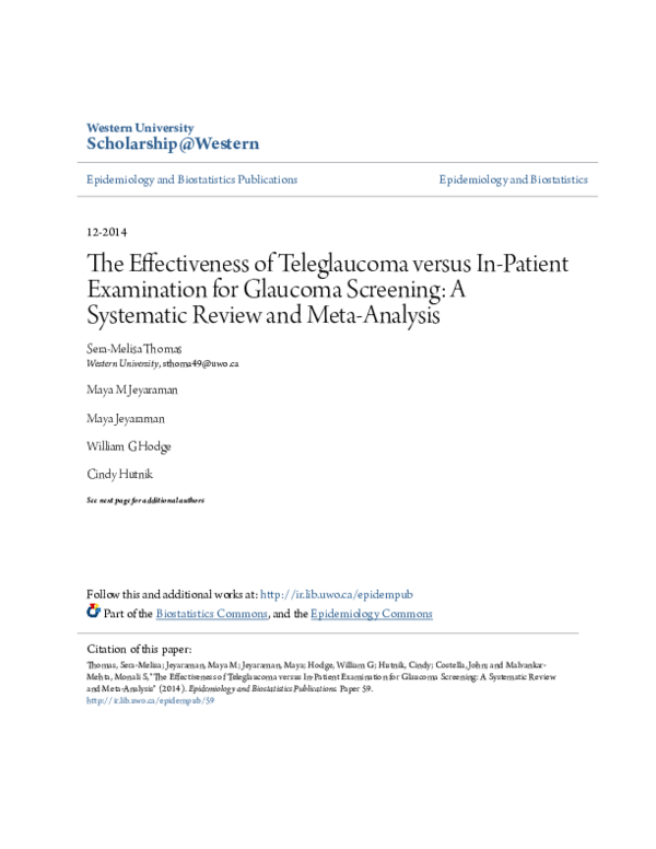 (PDF) The Effectiveness of Teleglaucoma versus In-Patient Examination ...
