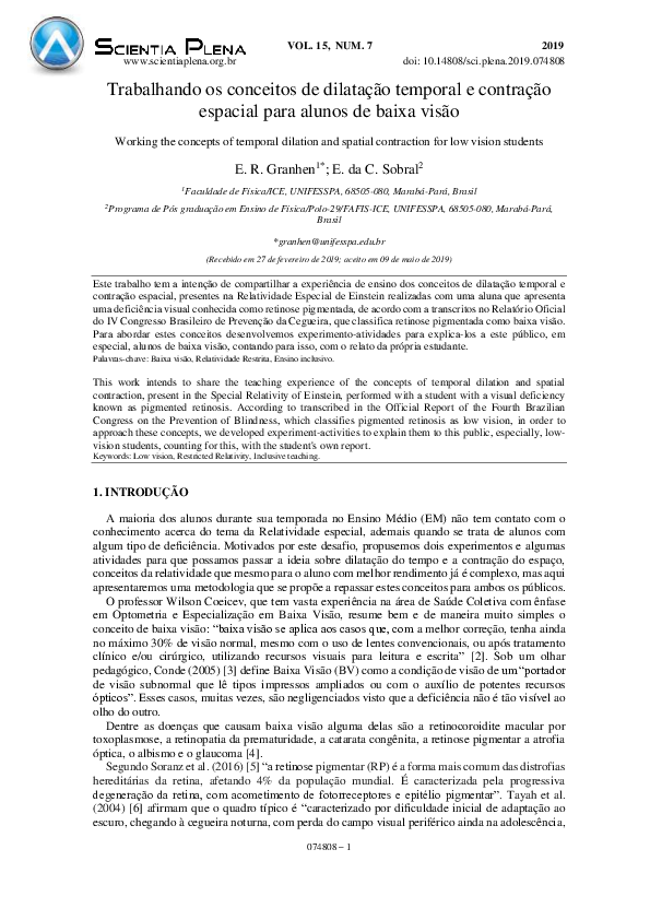 (PDF) Trabalhando os conceitos de dilatação temporal e contração ...