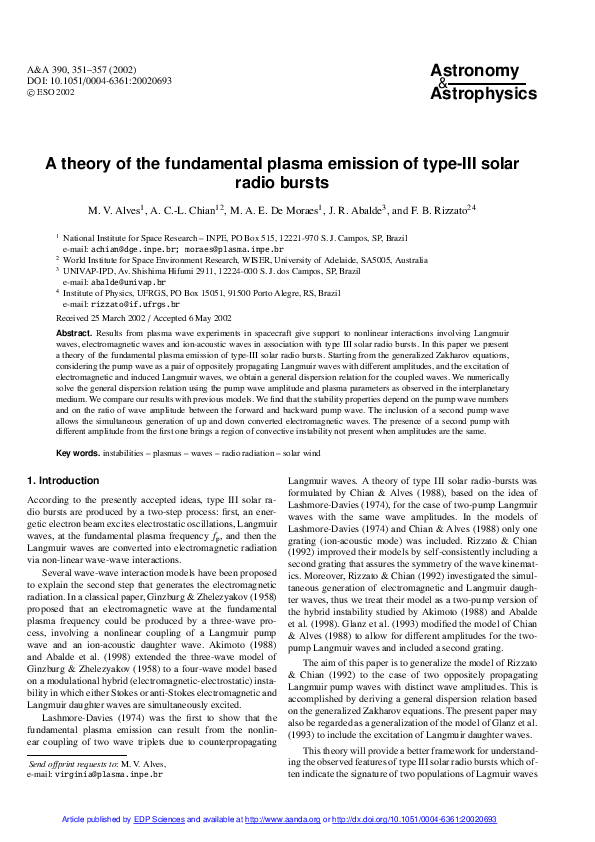 (PDF) A theory of the fundamental plasma emission of type-III solar ...