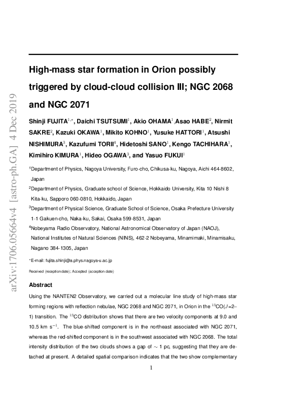(PDF) High-mass star formation in Orion possibly triggered by cloud ...