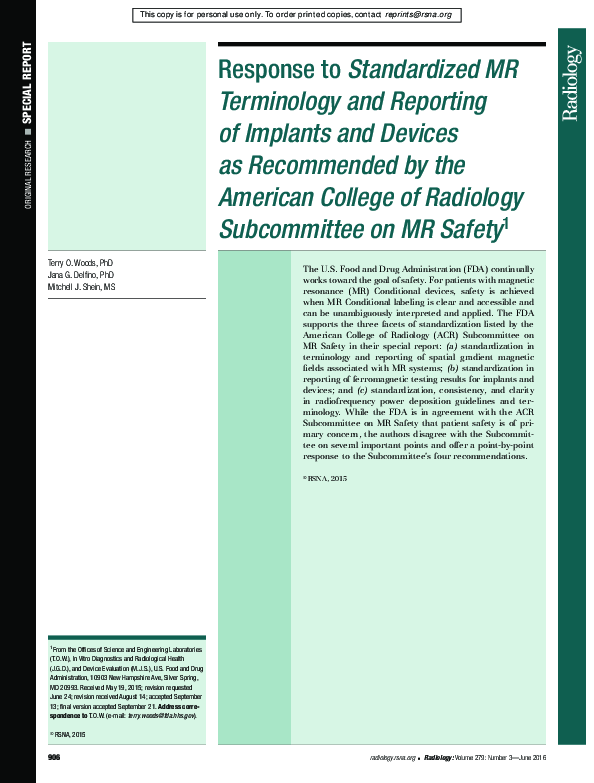 (PDF) Response to Standardized MR Terminology and Reporting of Implants ...