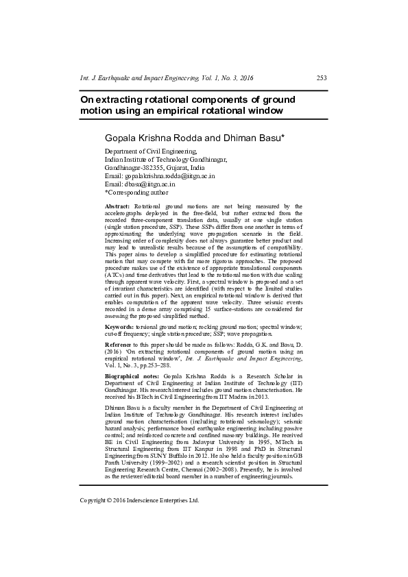 (PDF) On extracting rotational components of ground motion using an ...