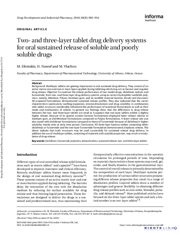 (PDF) Two- and three-layer tablet drug delivery systems for oral ...