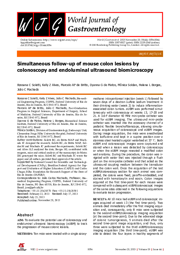 (PDF) Simultaneous follow-up of mouse colon lesions by colonoscopy and ...