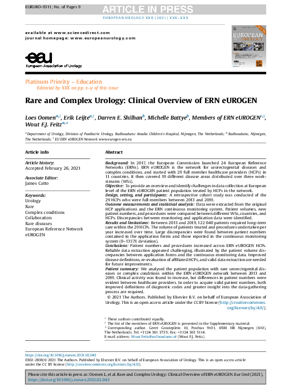 (PDF) Rare and Complex Urology: Clinical Overview of ERN eUROGEN