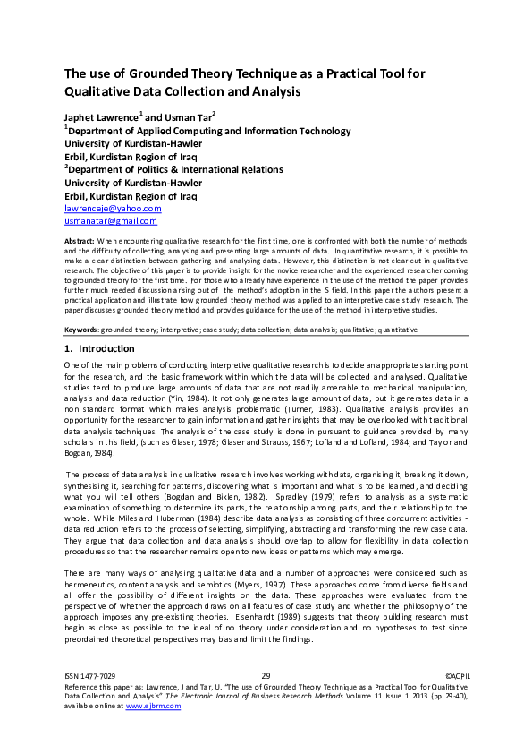Pdf The Use Of Grounded Theory Technique As A Practical Tool For