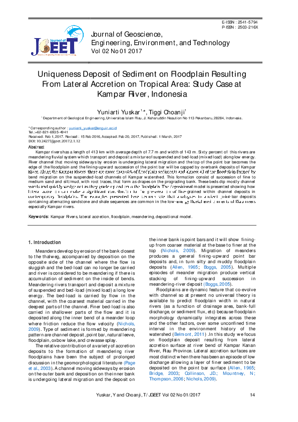 (PDF) Uniqueness Deposit of Sediment on Floodplain Resulting From ...