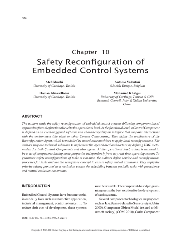 (PDF) Safety Reconfiguration of Embedded Control Systems