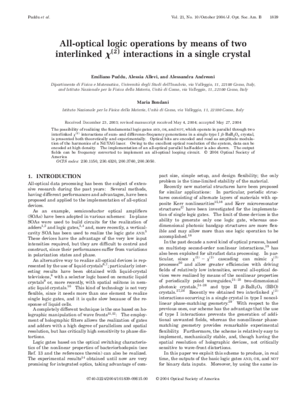 (PDF) All-optical logic operations by means of two interlinked chi(2 ...