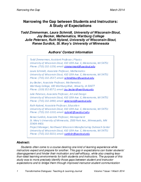 (PDF) Narrowing the Gap between Students and Instructors: A Study of ...