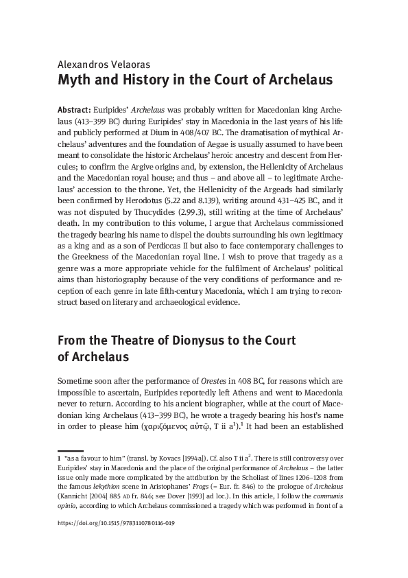 (PDF) Myth and History in the Court of Archelaus