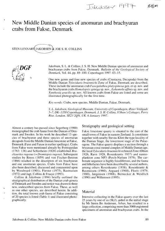 (PDF) New Middle Danian species of anomuran and brachyuran crabs from ...