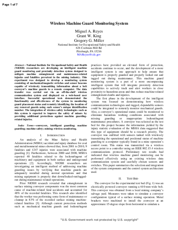 (PDF) Wireless machine guard monitoring system