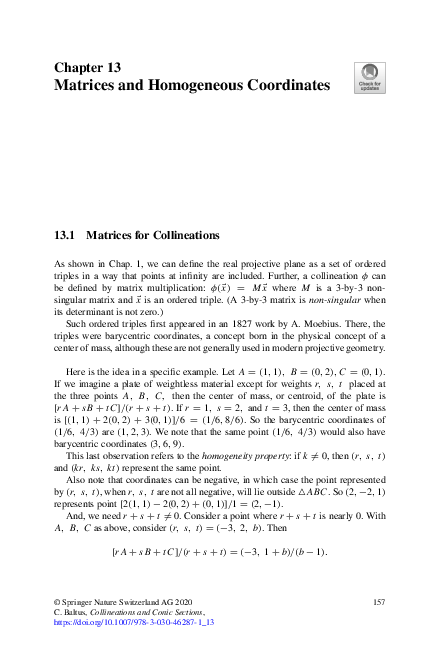 (PDF) Matrices and Homogeneous Coordinates