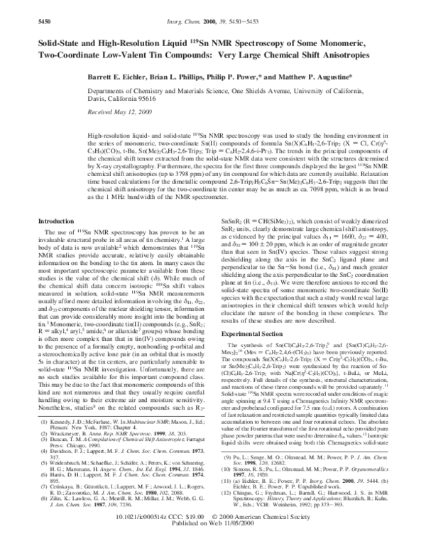 (PDF) Solid-State and High-Resolution Liquid 119Sn NMR Spectroscopy of ...