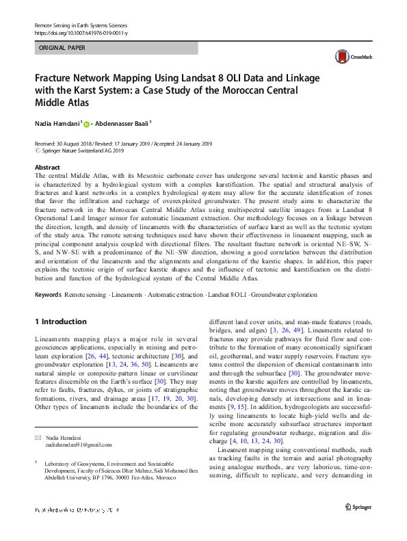 Pdf Fracture Network Mapping Using Landsat 8 Oli Data And Linkage