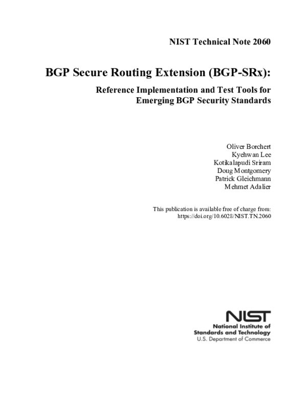 (PDF) BGP-SRx: Tools for BGP Security Standards