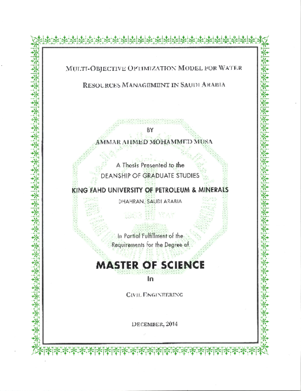 (PDF) Multi-objective optimization model for water resource management: a case study for Riyadh ...