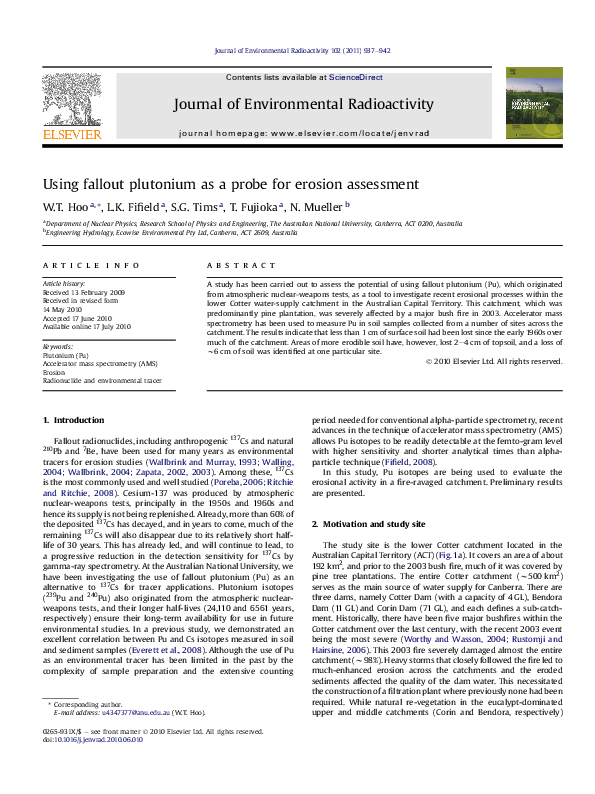 (PDF) Using fallout plutonium as a probe for erosion assessment