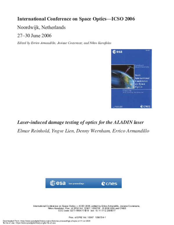(PDF) Laser-induced damage testing of optics for the ALADIN laser