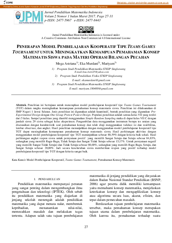 (PDF) Penerapan Model Pembelajaran Kooperatif Tipe Teams Games Tournament Untuk Meningkatkan ...