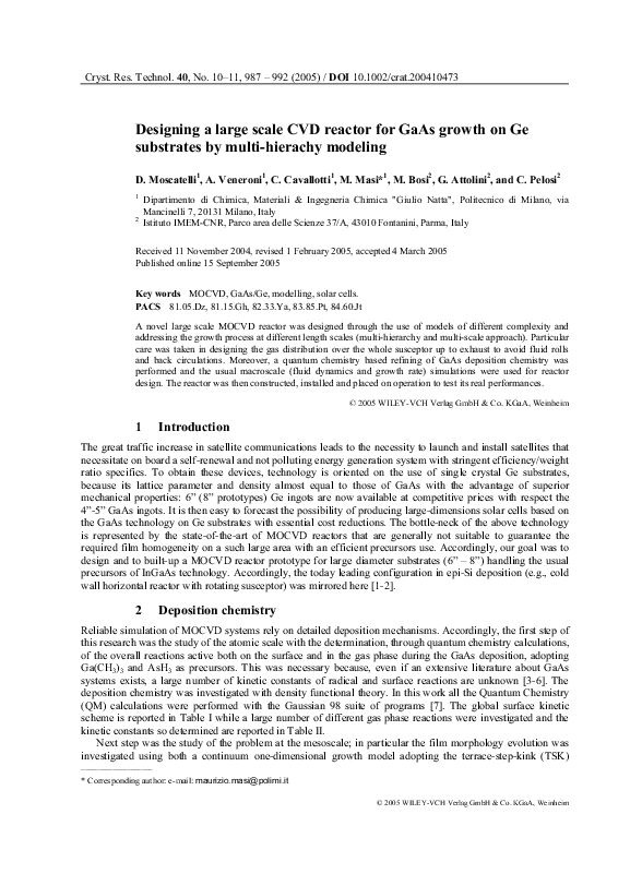 (PDF) Designing a large scale CVD reactor for GaAs growth on Ge ...