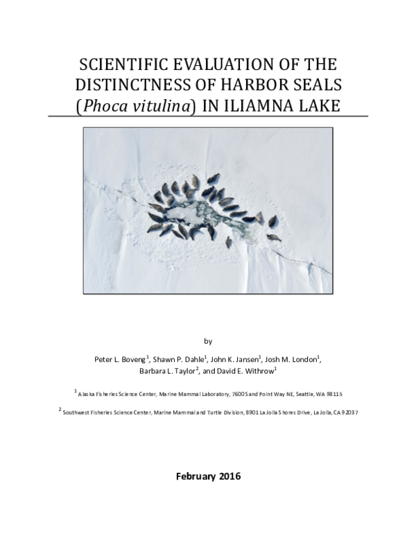 (PDF) Scientific Evaluation of the Distinctness of Harbor Seals (Phoca ...